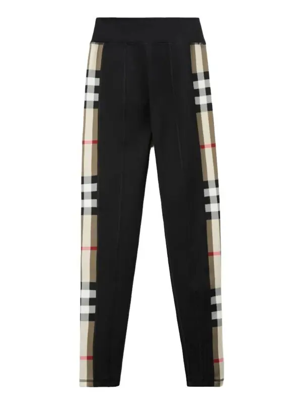 Burberry Checked Panel Stretch Leggings - Black