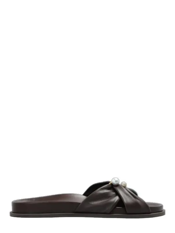 JIMMY CHOO Open-toe Crossover Flat Sandals - Black