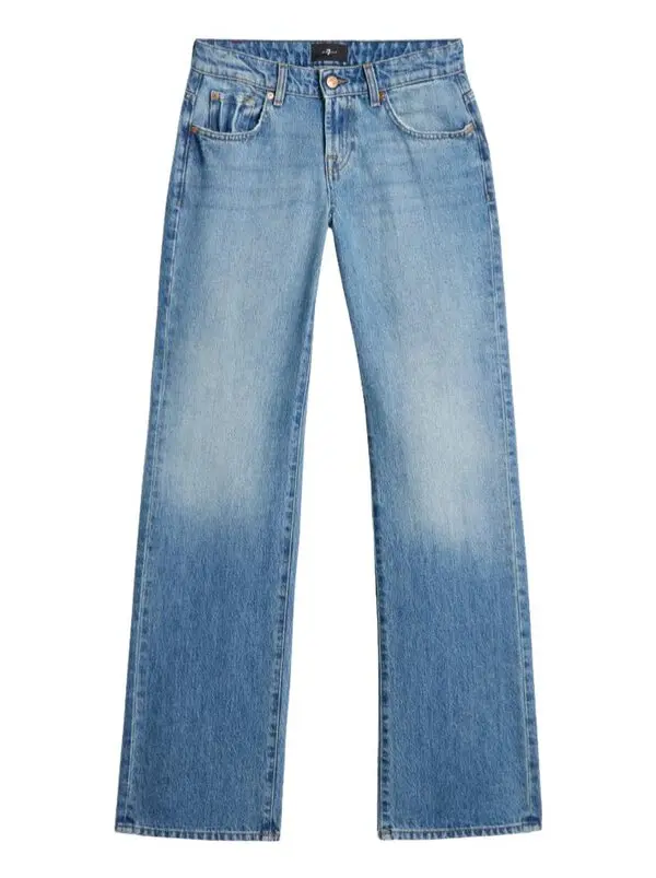 7 For All Mankind Distressed Straight-leg Jeans - Blue