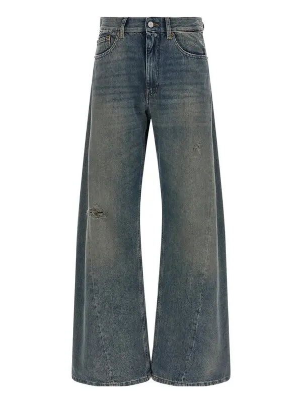 MAISON MARGIELA Distressed Wide Leg Jeans - Dark Blue