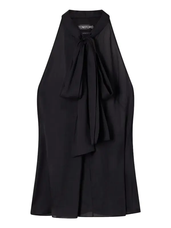 TOM FORD Halterneck Top With Front Bow Detail - Black