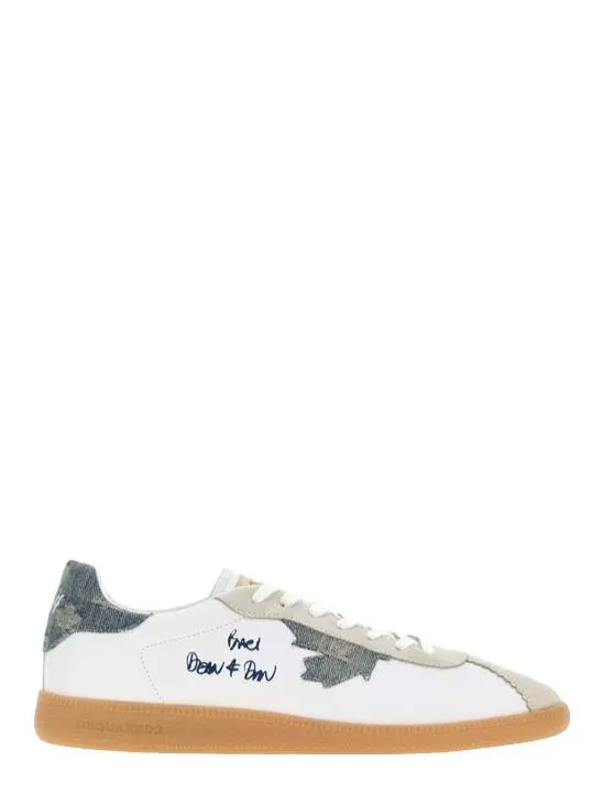Dsquared2 Rebel Denim Patch Logo Print Sneakers - Nude