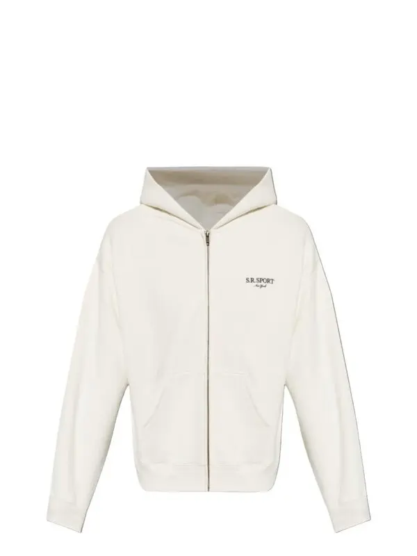 SPORTY  RICH Sporty & Rich Long Sleeve Zip-up Hoodie - White