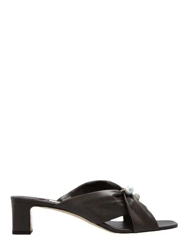 JIMMY CHOO Open Toe Block Heel Sandals - Chocolate-colored