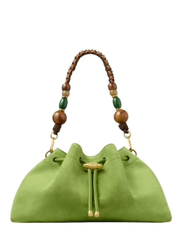 JIMMY CHOO Cinch Medium Shoulder Bag With Beaded Handle - Clover/golden
