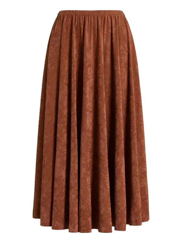 Alberta Ferretti Pleated Midi Skirt - Brown