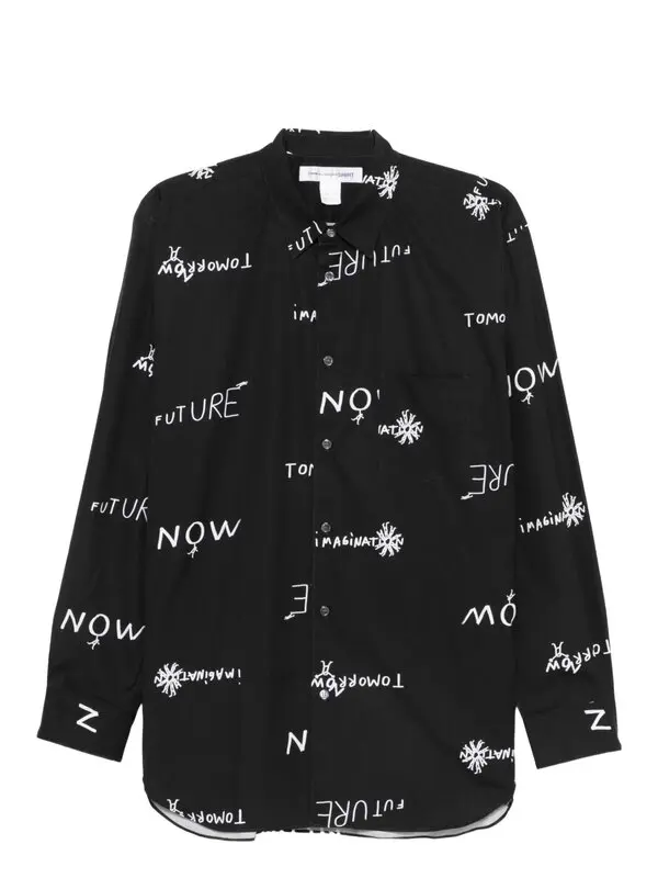 Comme Des Garçons Text-print Shirt - Black