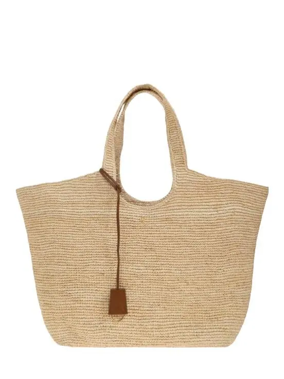 ANINE BING Lili Raffia Tote Bag - Nude