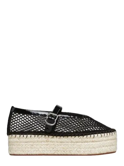 Alaïa Fishnet Platform Espadrilles With Buckle Detail - Nude