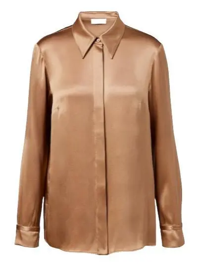 Gabriela Hearst Cruz Silk Satin Shirt - Brown
