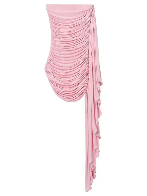 Alexander Wang Asymmetric Ruched Strapless Mini Dress - Pink