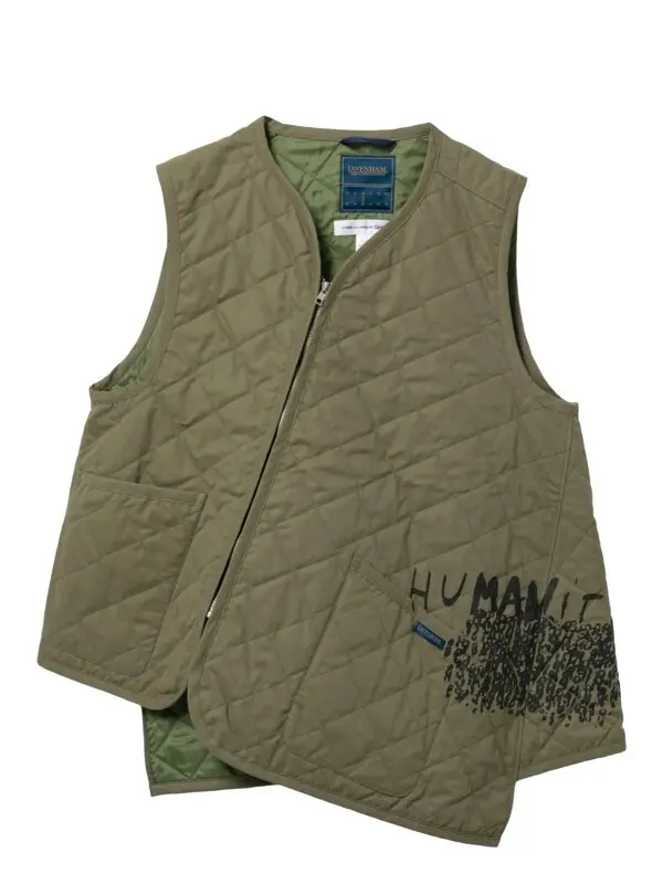 Comme Des Garçons Quilted Sleeveless Vest With Graphic Detail - Khaki