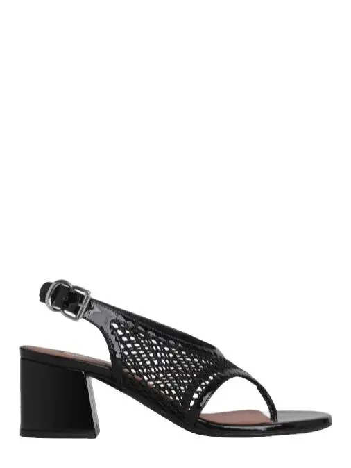 Alaïa Fishnet And Patent Leather Heeled Sandals - Black