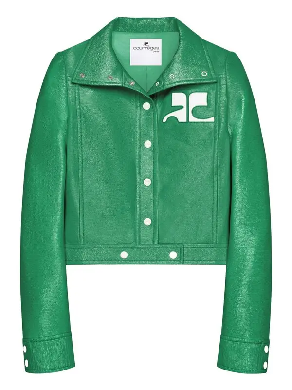 COURREGES Vinyl-effect Cropped Jacket - Green