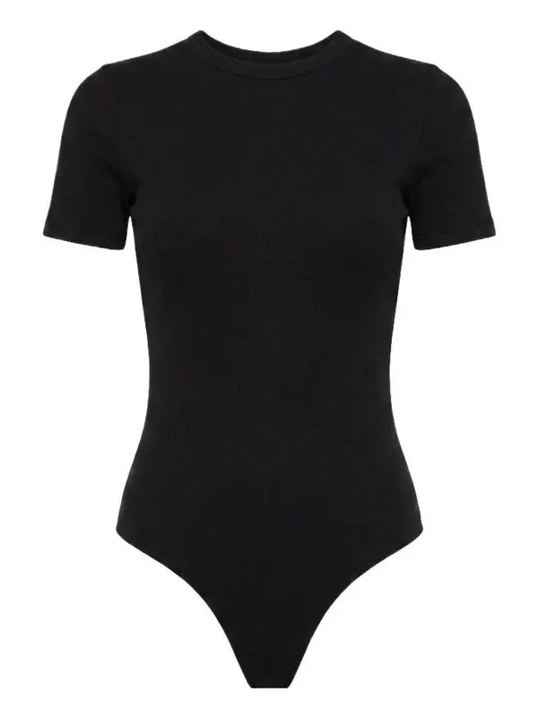 Wardrobe.NYC Crew Neck Short Sleeve Bodysuit - Black