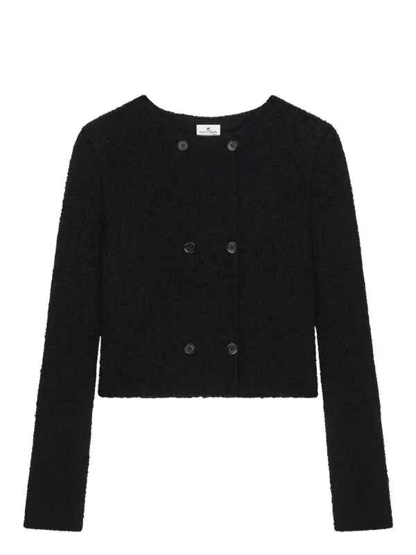COURREGES Bouclette Knit Double-breasted Jacket - Black