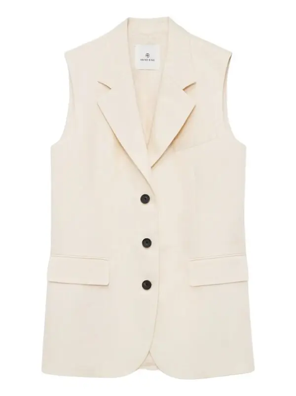 ANINE BING Sara Notched Lapel Vest - Cream