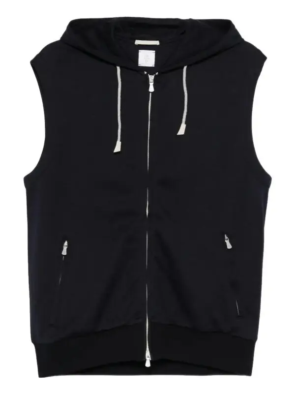 Eleventy Sleeveless Zip-up Gilet With Drawstring Hood - New Blue