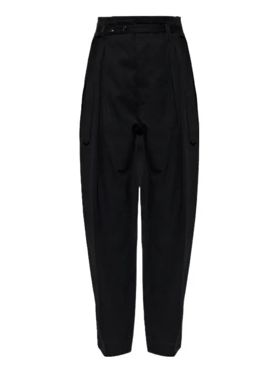 Bottega Veneta Tailored Pleated Trousers With Belt Loops - Black