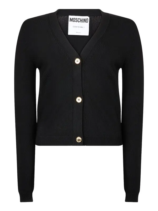 Moschino Long-sleeved Knitted Cardigan - Black