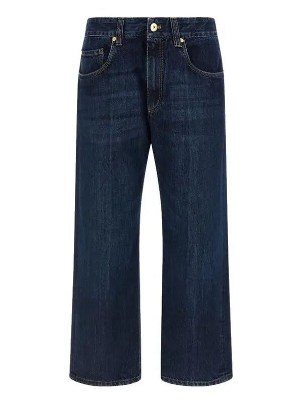 Brunello Cucinelli Cropped Jeans With Logo Patch - Black