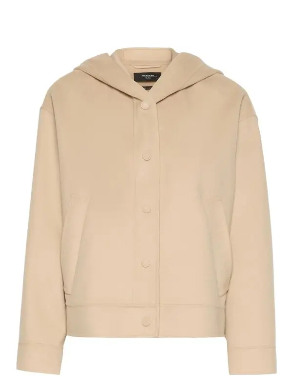 Max Mara Cropped Hooded Coat With Press-stud Fastening - Sand
