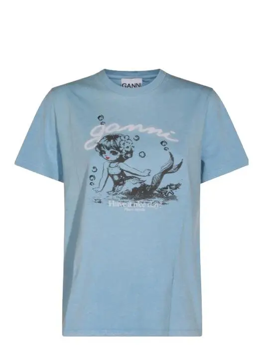 GANNI Mermaid Crewneck T-shirt - Blue