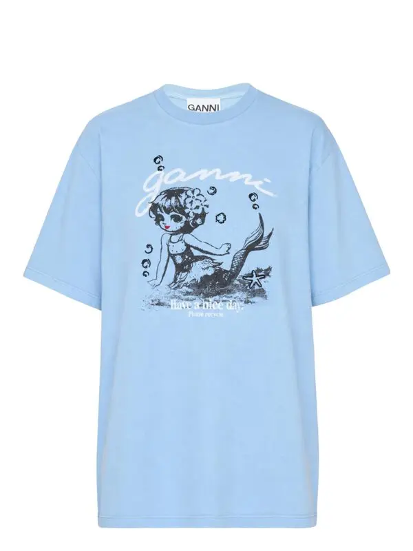 GANNI Mermaid Crewneck T-shirt - Blue