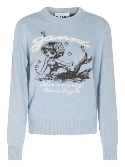GANNI Mermaid Graphic Pullover - Blue