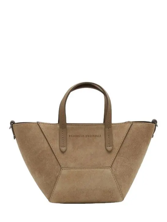 Brunello Cucinelli Suede Panelled Tote Bag - Brown