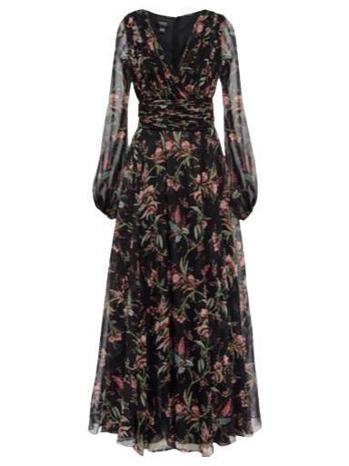 Giambattista Valli Floral Silk Georgette Maxi Dress - Black