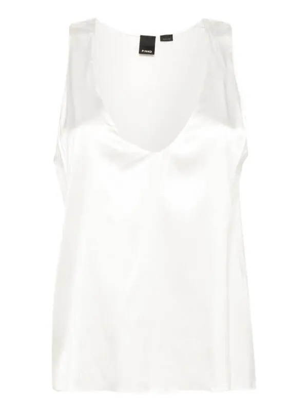 Pinko Sleeveless Stretch Satin Top - White