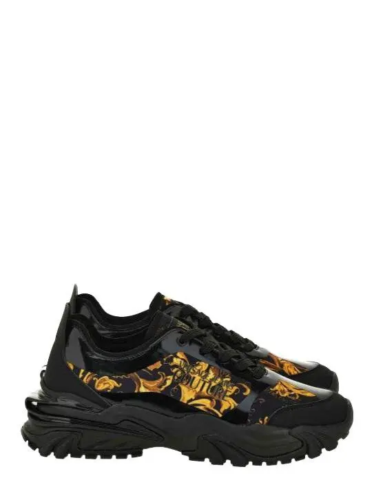 Versace Baroque Print Lace-up Sneakers - Black