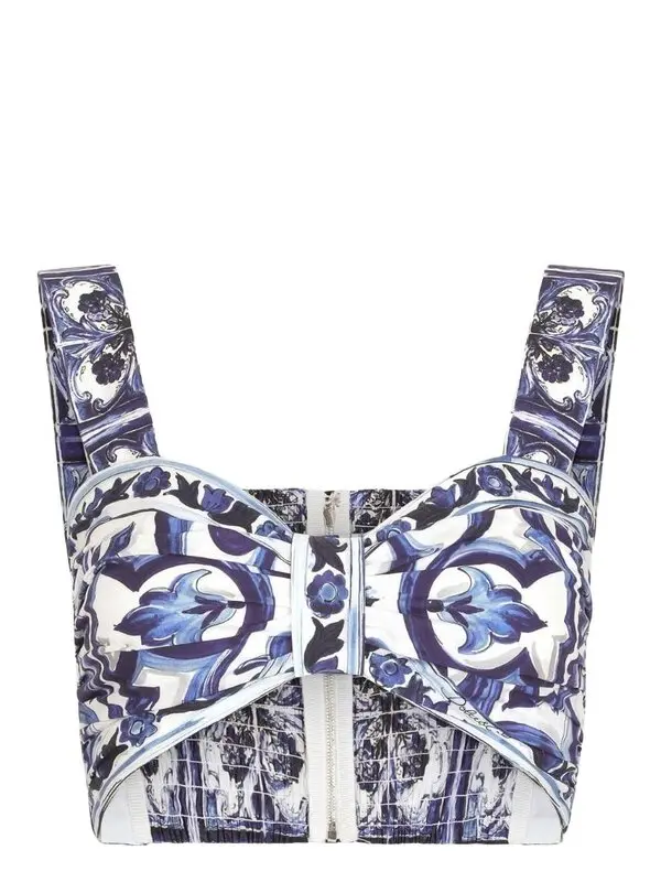 Dolce & Gabbana Graphic Print Cropped Top - Blue