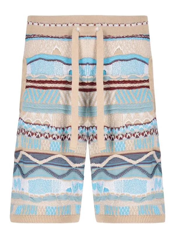 LANEUS Knitted Jacquard Shorts - Nude