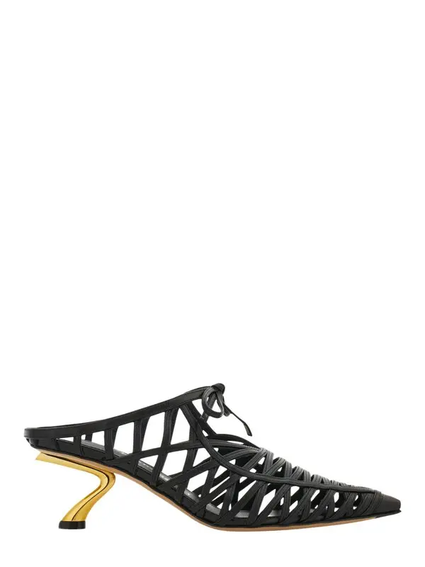 FERRAGAMO S-shaped Heel Mule - Black