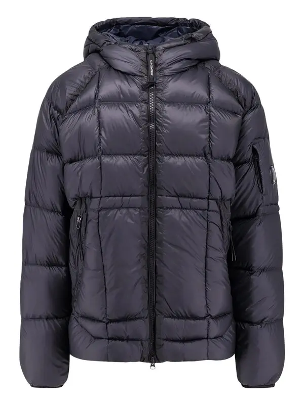C.P. COMPANY Lens Detail Hooded Down Jacket - Blue