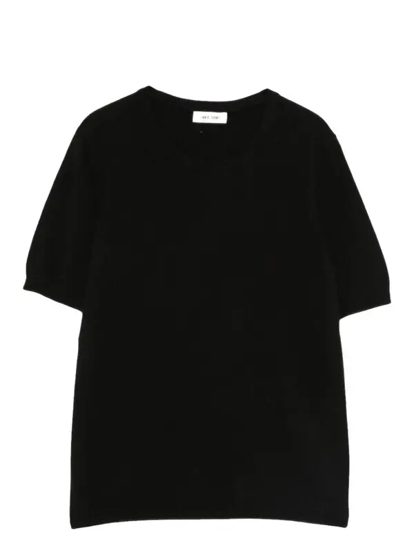 Soft Goat Short-sleeve Crew Neck Sweater - Black