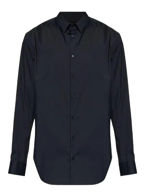 Giorgio Armani Curved Hem Buttoned Shirt - Black