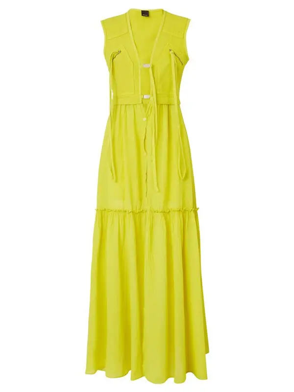 Pinko Tiered Maxi Dress - Yellow