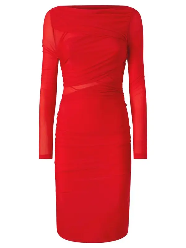 Pinko Beggin Slim-fit Calf-length Jersey Dress With Long Sleeves - Red