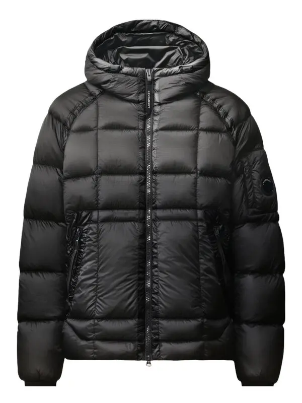 C.P. COMPANY Quilted Hooded Down Jacket - Black