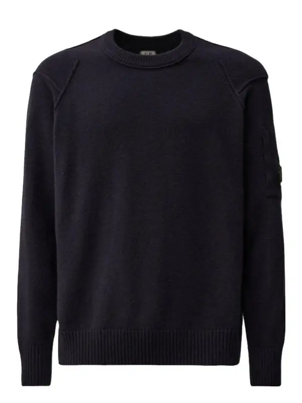 C.P. COMPANY Crew Neck Knitwear With Lens Detail - Blue