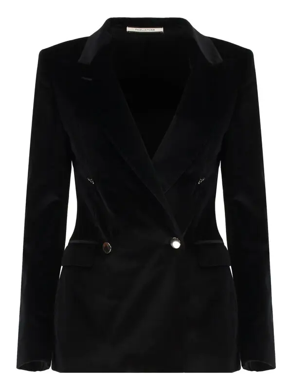 Tagliatore Double-breasted Velvet Jacket - Black