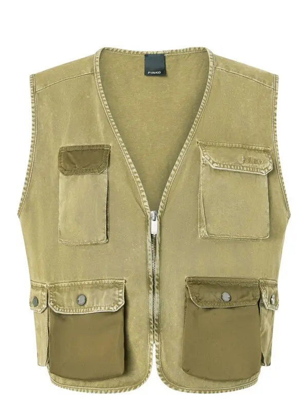 Pinko Sleeveless Zip-up Utility Vest - Nude