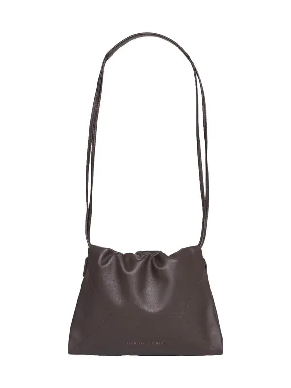 Brunello Cucinelli Gathered Drawstring Shoulder Bag - Black