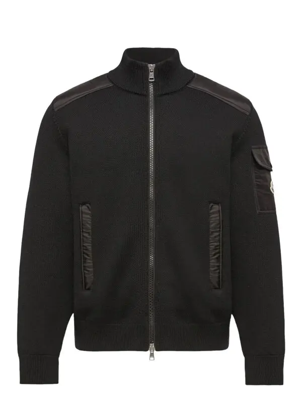 Moncler Padded Wool Zip-up Cardigan - Black