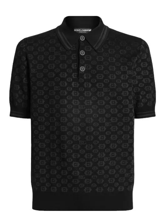 Dolce & Gabbana Geometric-pattern Polo Shirt - Black