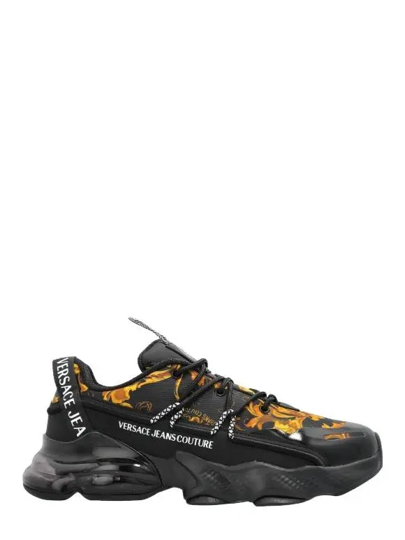 Versace Baroque Printed Platform Sneakers - Black