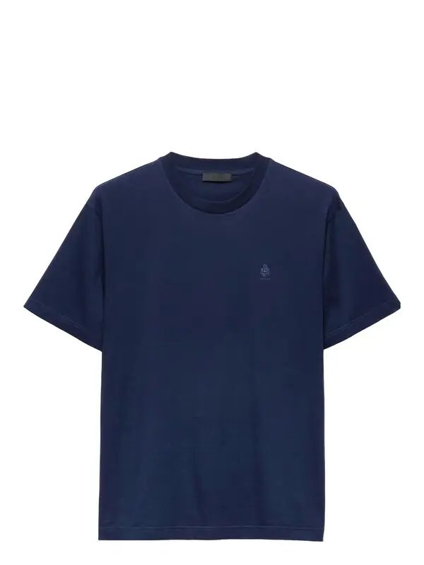 Prada Logo Detailed Crewneck T-shirt - Navy Blue